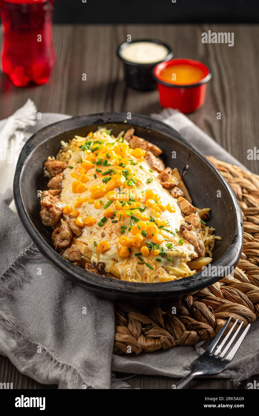 A tray of delicious Chuzo desgranado on the table in a restaurant Stock ...