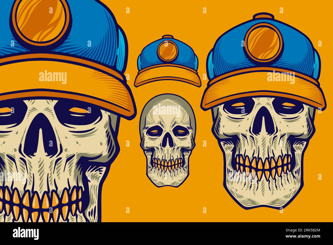 skull head wear hat card poster vector illustration Stock Vector Image ...