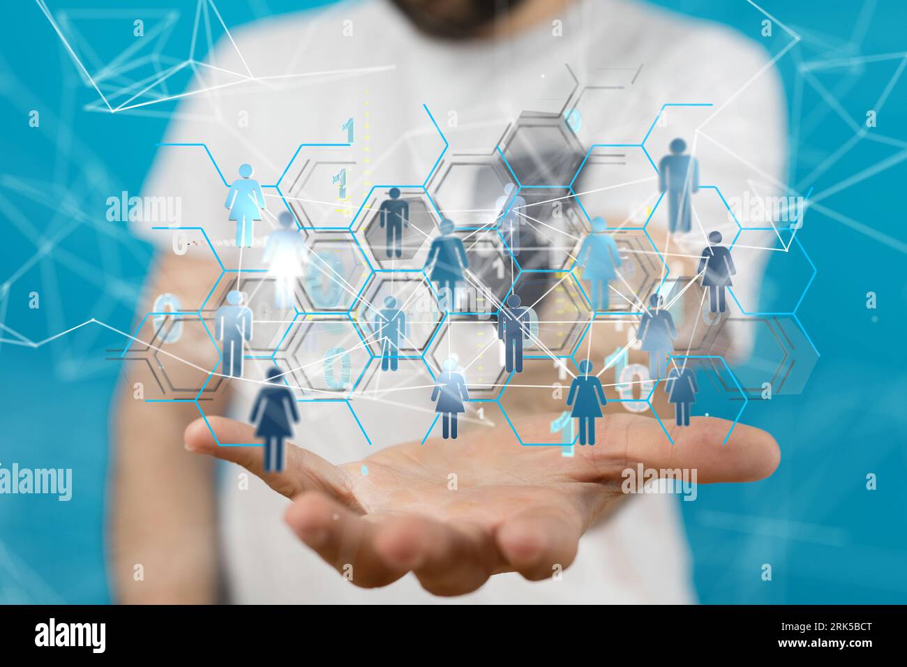 A person representing network connections, demonstrating the power of ...