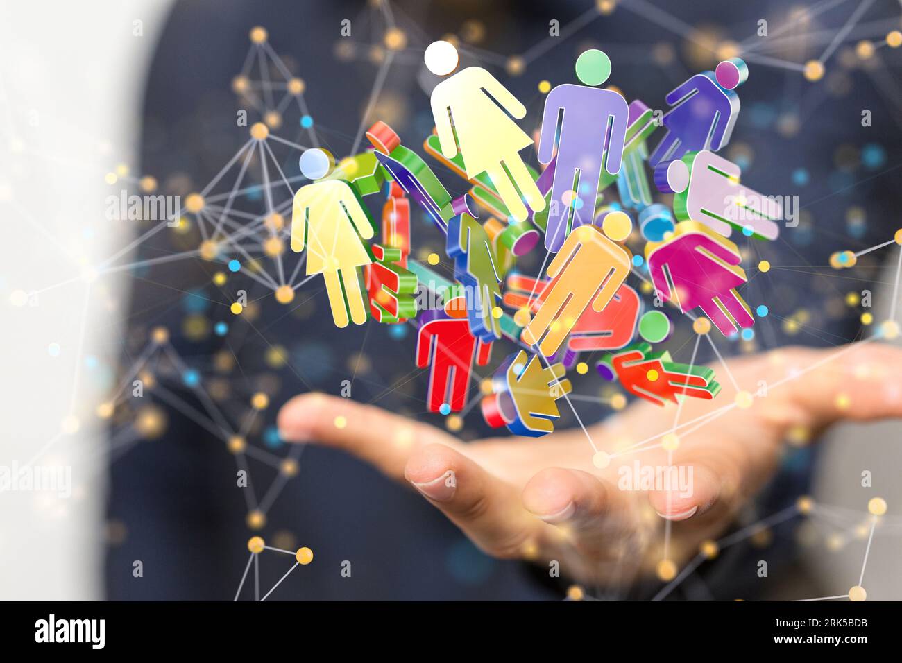 A person representing network connections, demonstrating the power of ...