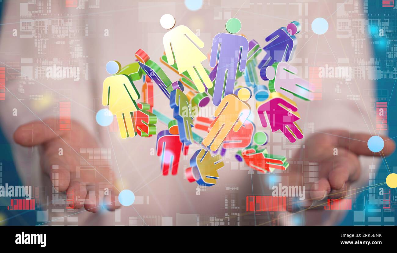 A person representing network connections, demonstrating the power of ...