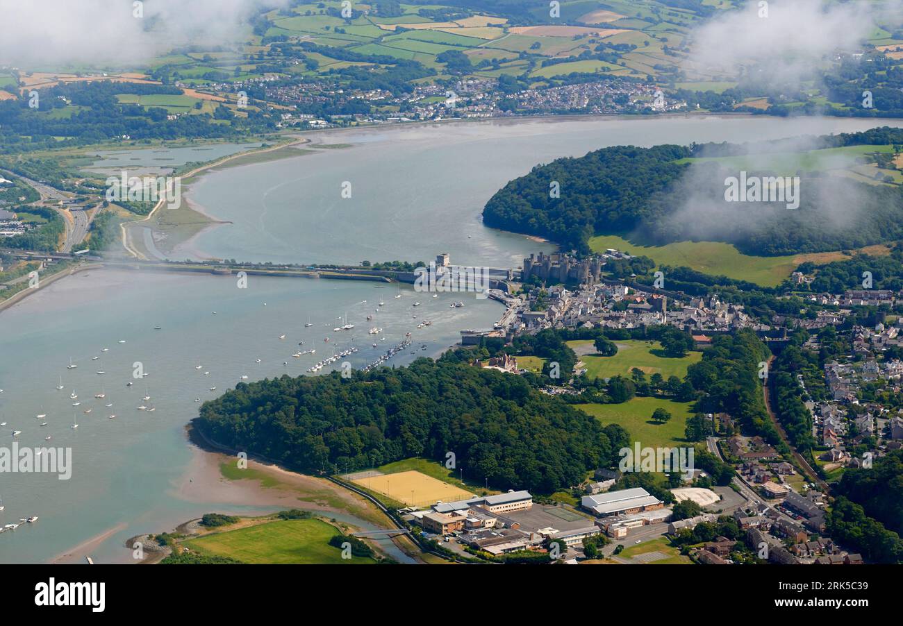 An aerial photograph of Conway, North Wales Coast, UK Stock Photo - Alamy