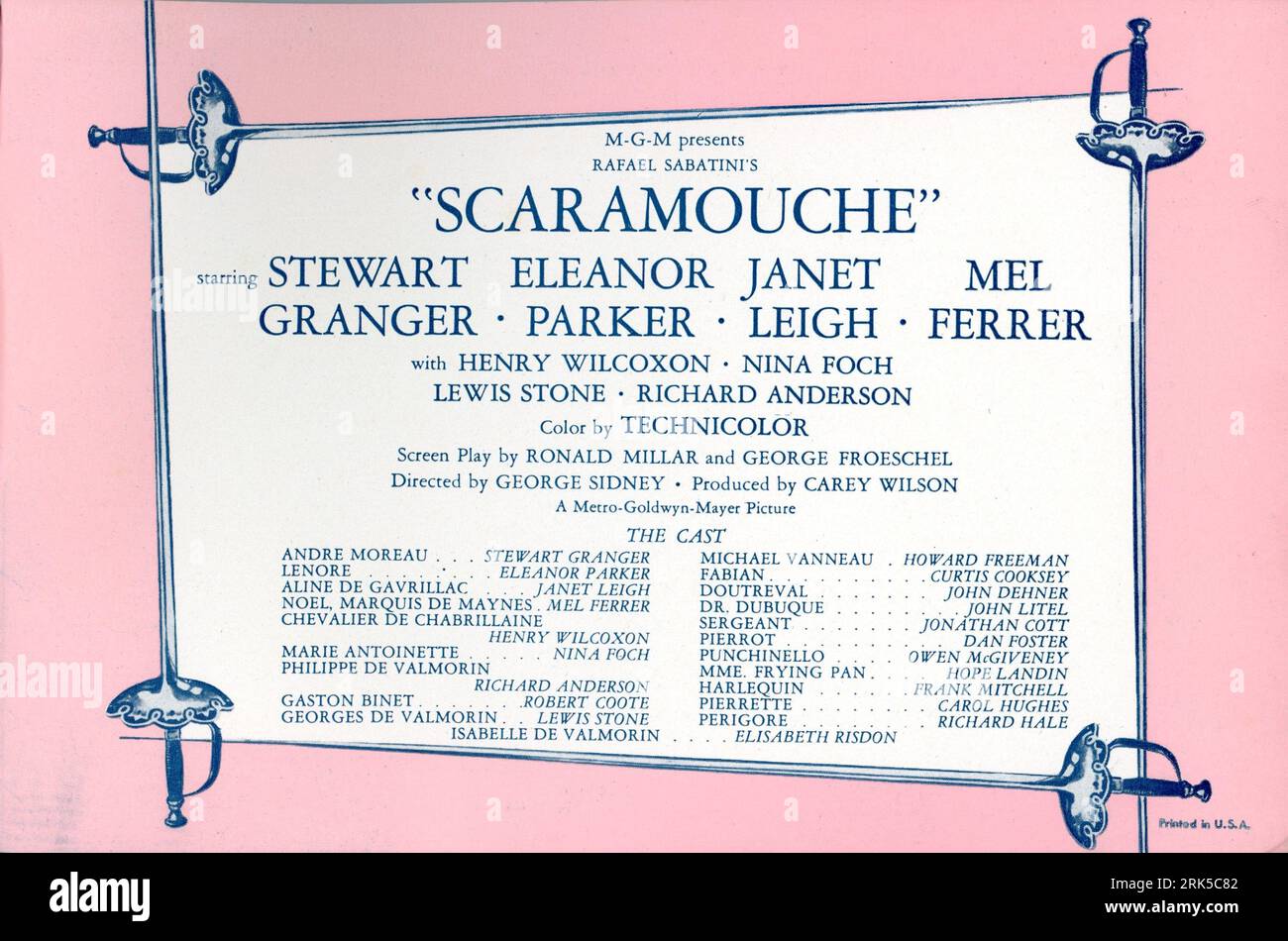 STEWART GRANGER in SCARAMOUCHE 1952 director GEORGE SIDNEY novel Rafael ...