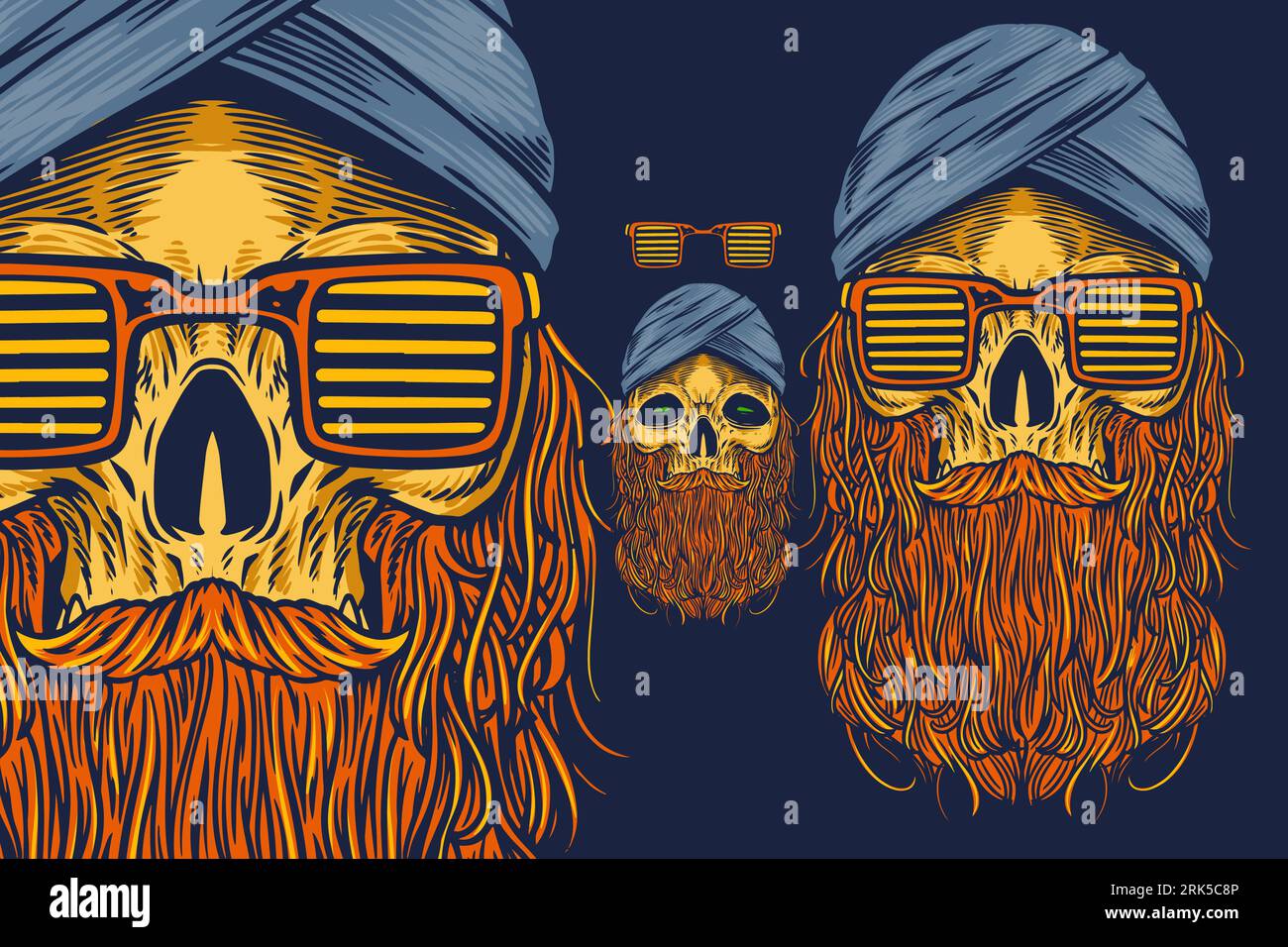 skull monk head with glasses mascot vector illustration cartoon style ...