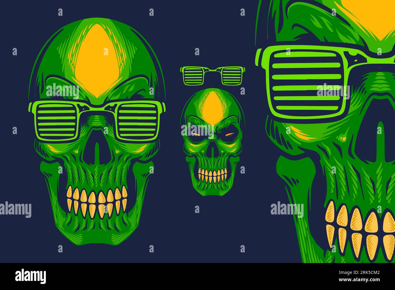 green skull with glasses head mascot vector illustration cartoon style ...