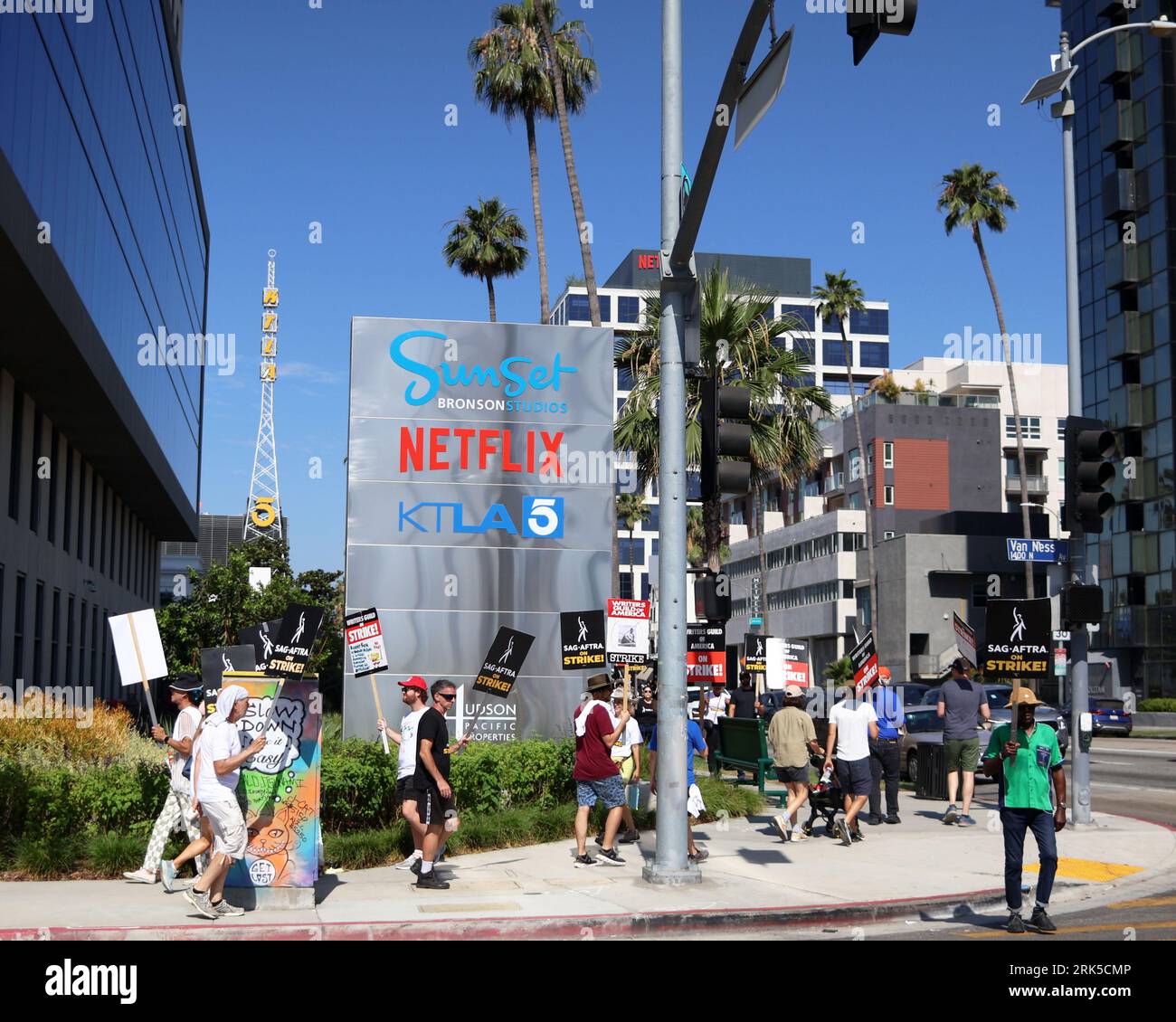 A group of Union members have gathered on the picket line in a show of ...