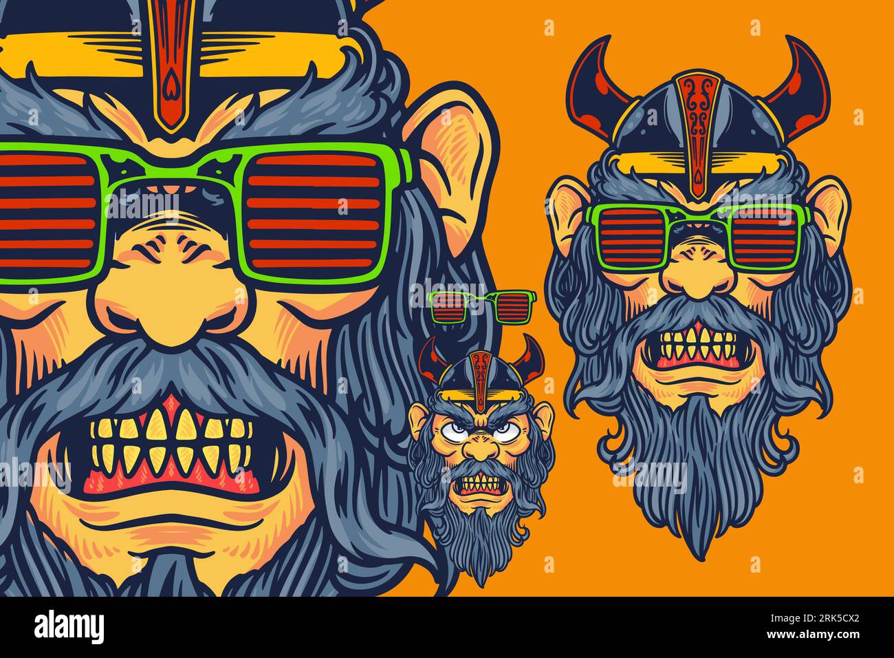 viking head with glasses mascot vector illustration cartoon style Stock ...