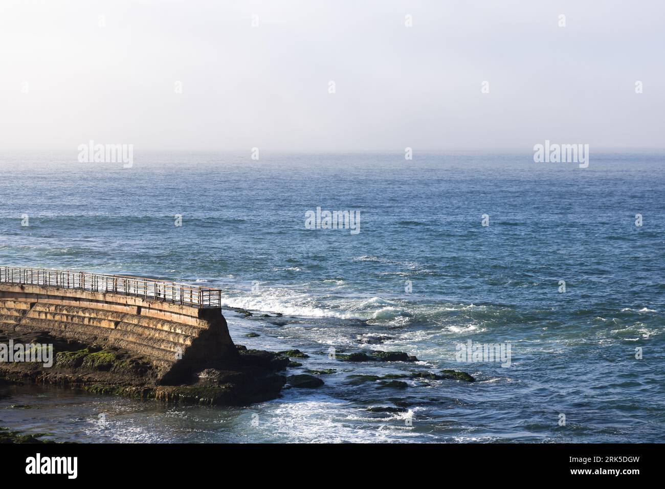 The ocean wave retaining wall in La Jolla San Diego California Stock ...