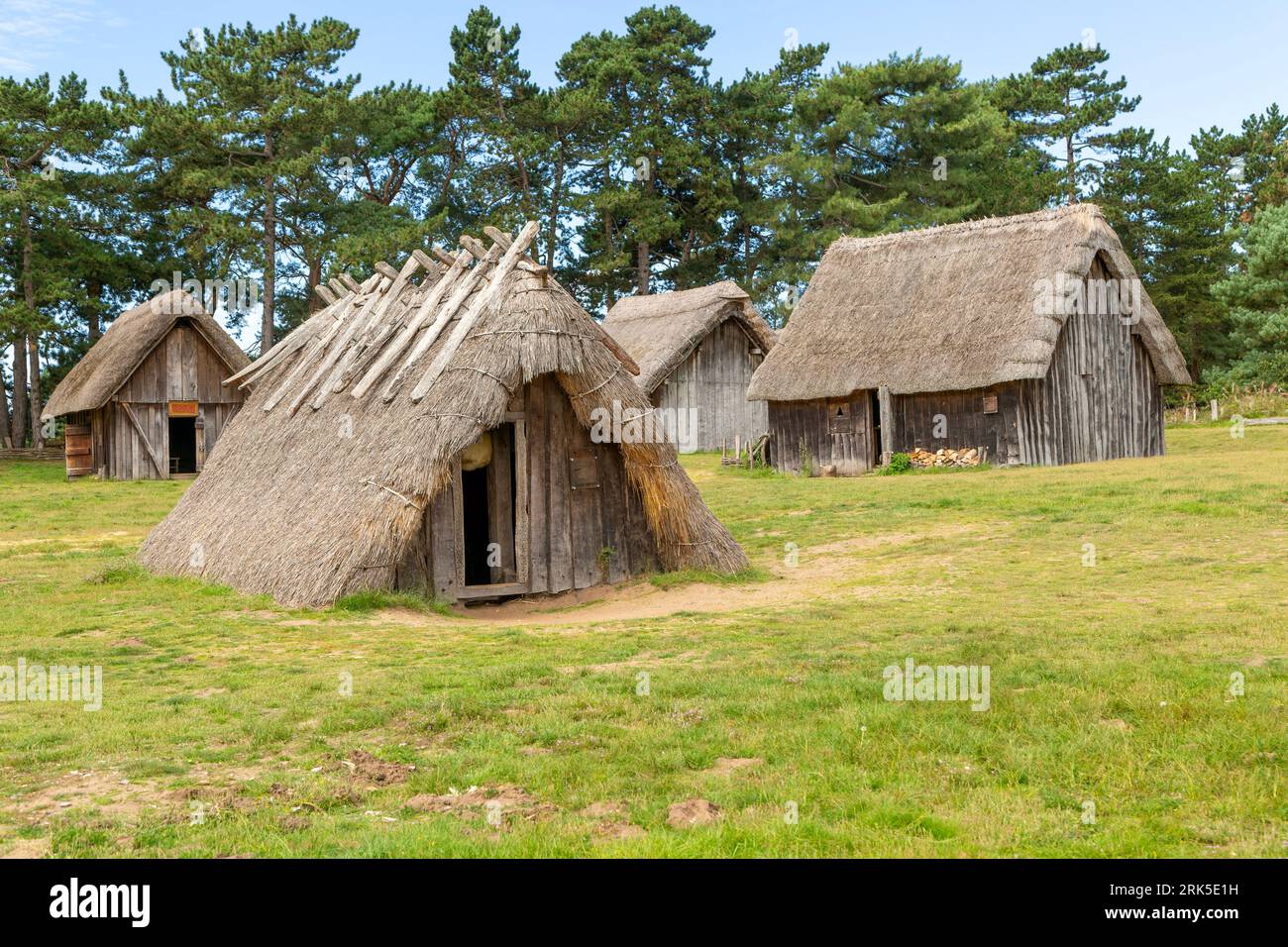 Wood and thatch buildings at West Stow, Anglo-Saxon village, Suffolk ...