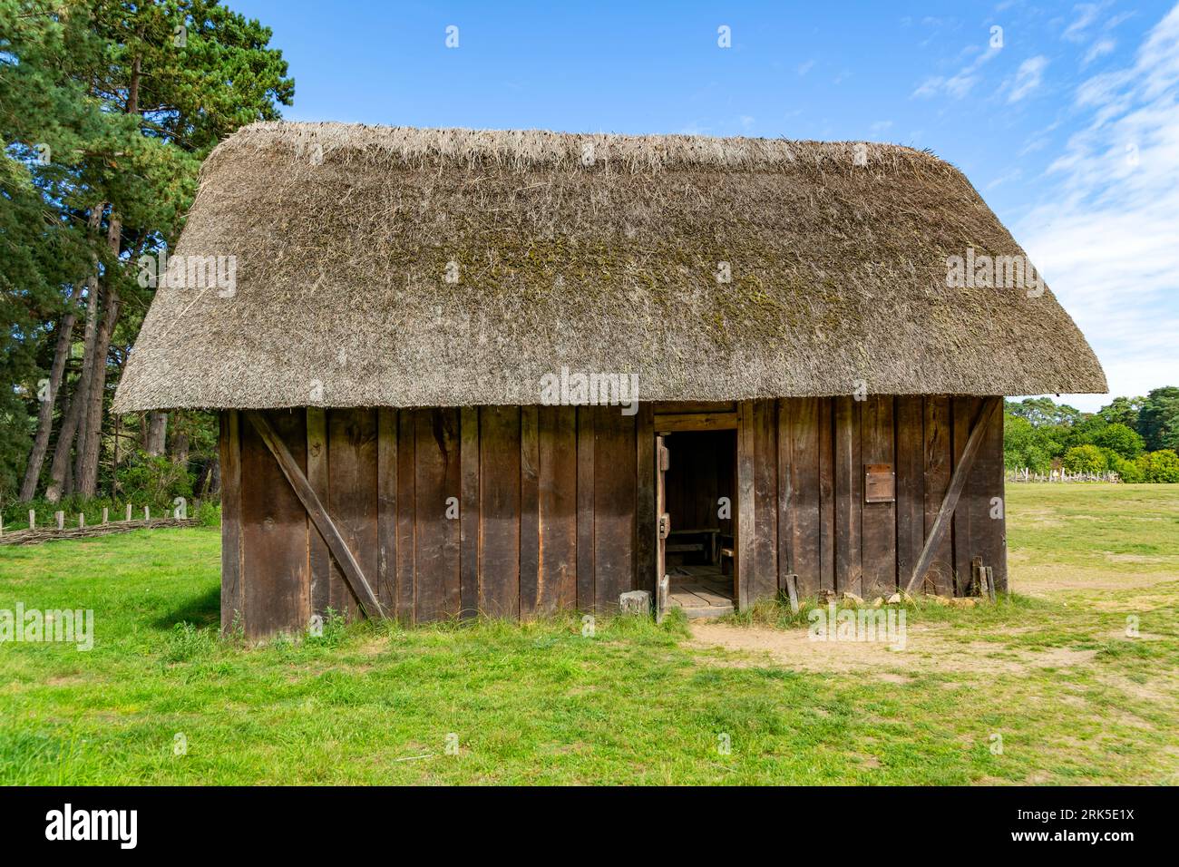 Wood and thatch buildings at West Stow, Anglo-Saxon village, Suffolk ...