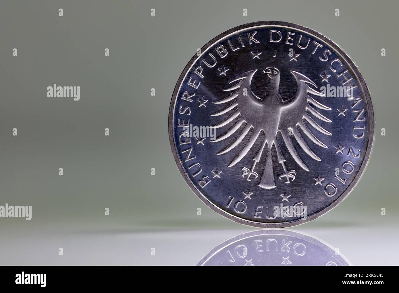 10 euro silver coin with german federal eagle Stock Photo - Alamy