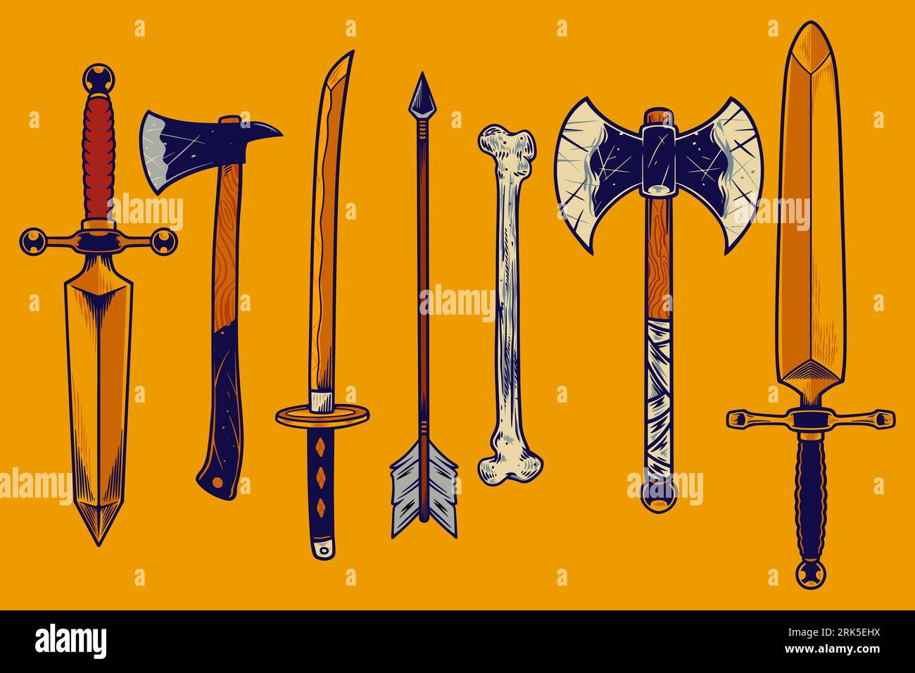 various weapon vector illustration set cartoon style Stock Vector Image ...