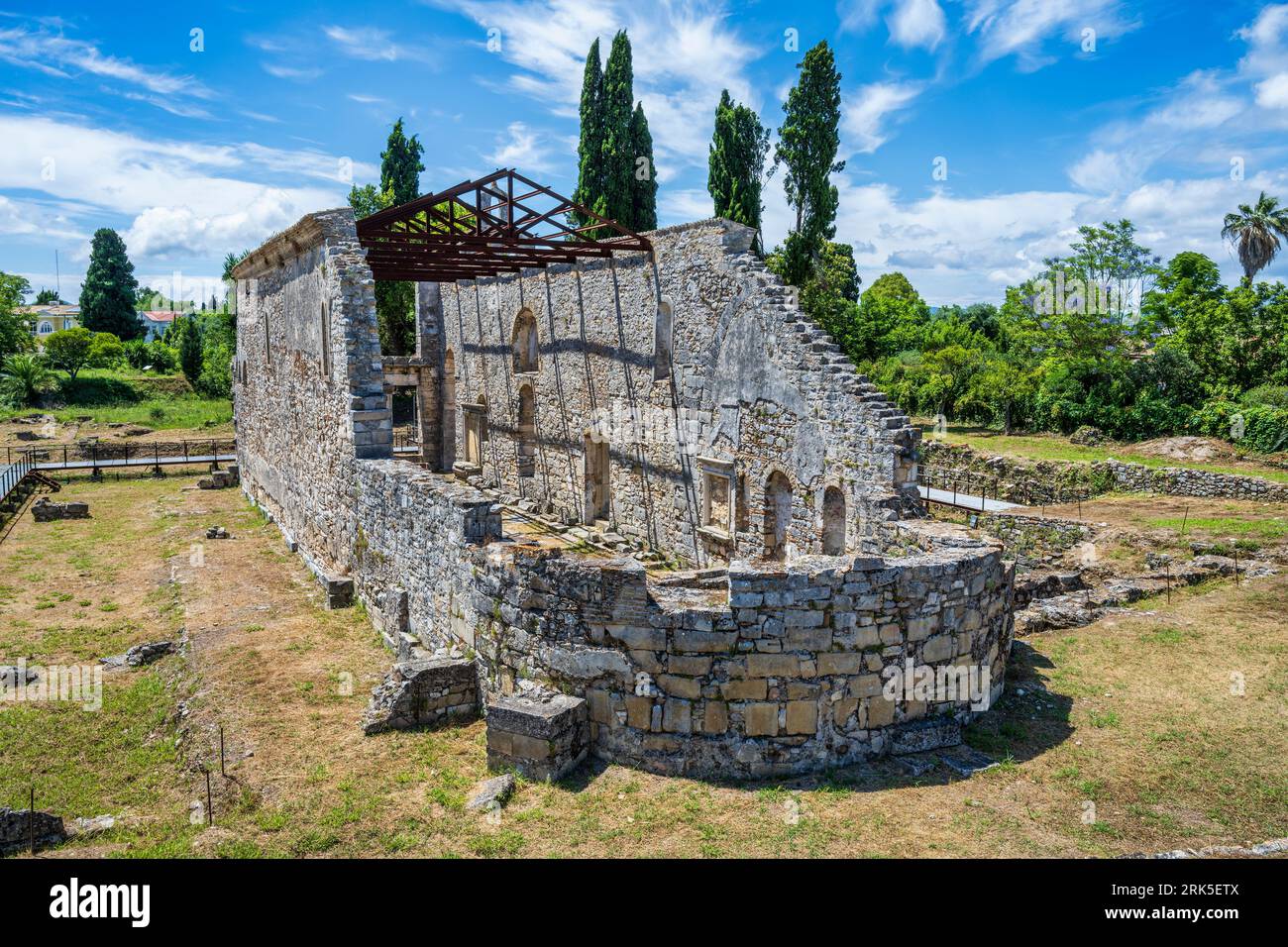 Ruins of the early Christian Basilica of Paleopolis on the Island of ...