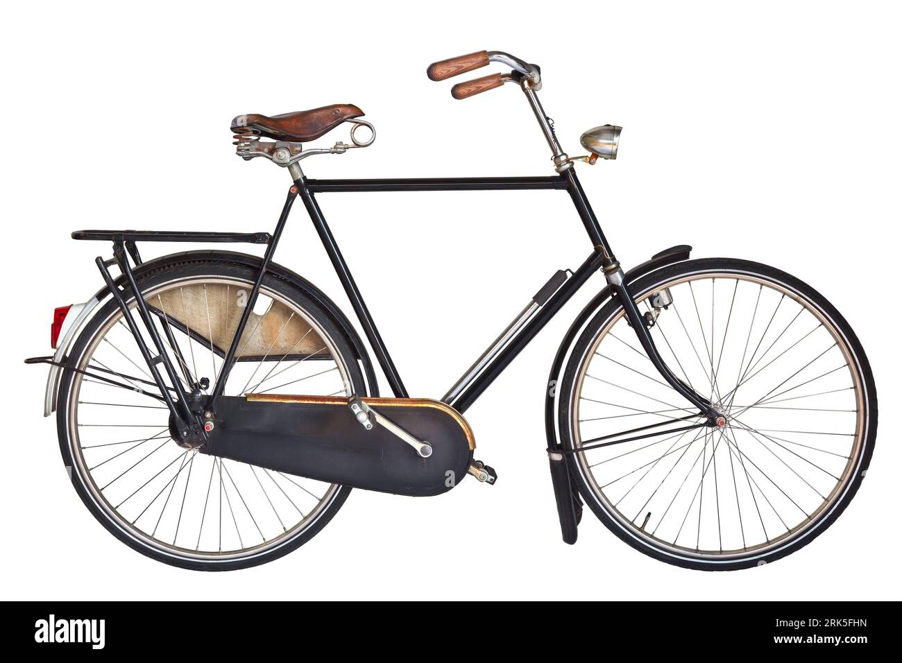 Vintage Dutch gentleman bicycle with leather saddle and wooden handle ...