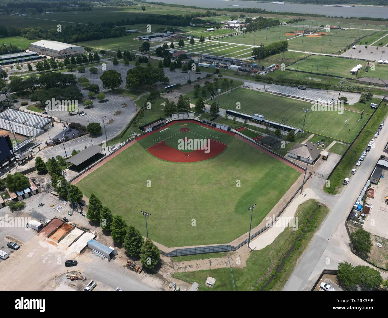 An aerial view of the LSU Softball Stadium in Baton Rouge, Louisiana ...