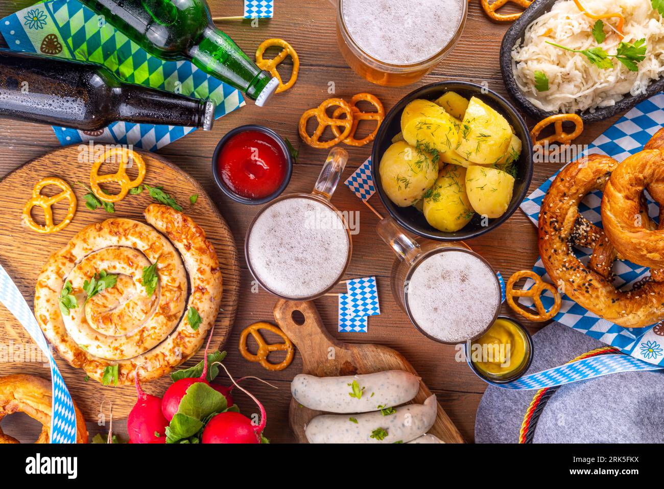 Oktoberfest munich traditional festival menu foods - bavarian sausages ...