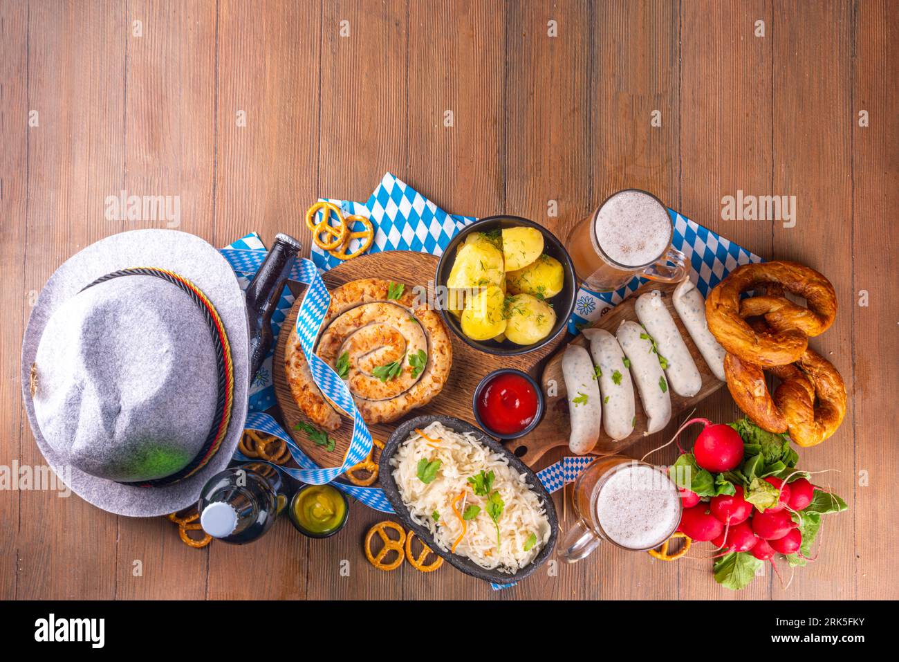 Oktoberfest munich traditional festival menu foods - bavarian sausages ...