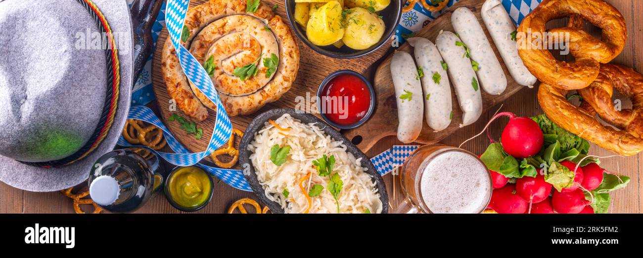 Oktoberfest munich traditional festival menu foods - bavarian sausages ...