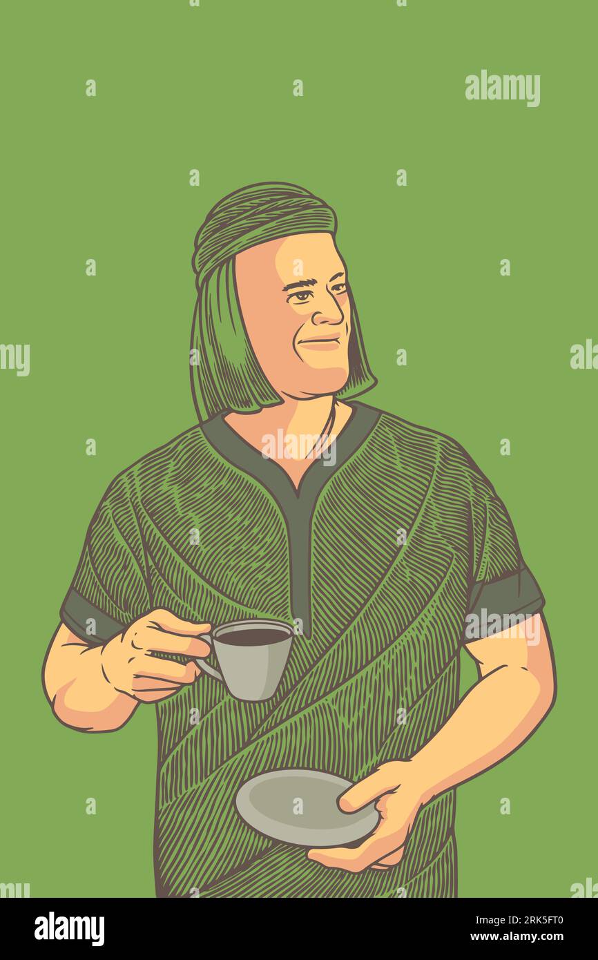 Man at home drinking tea Stock Vector Images - Alamy