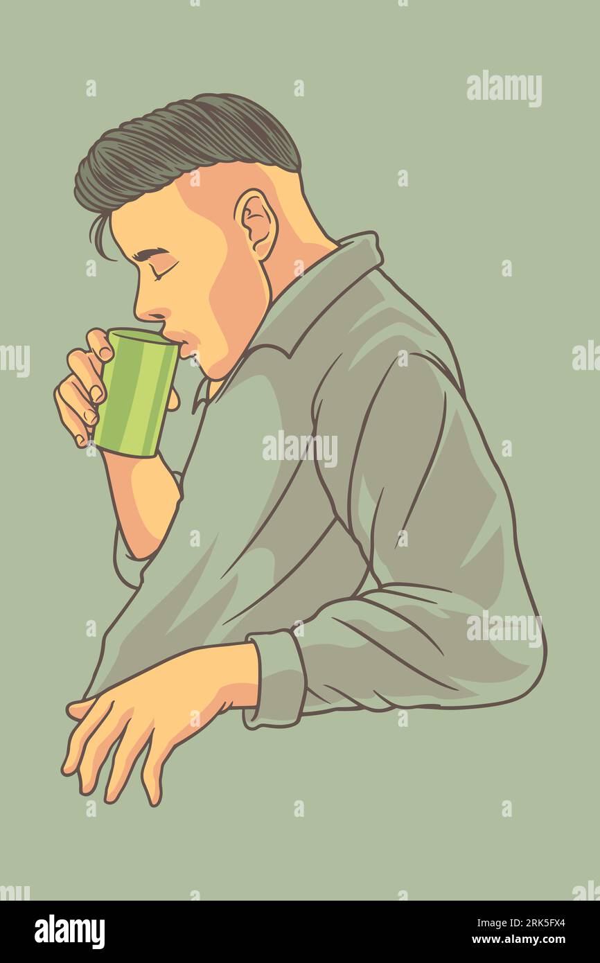 man drinking coffee vector illustration Stock Vector Image & Art - Alamy