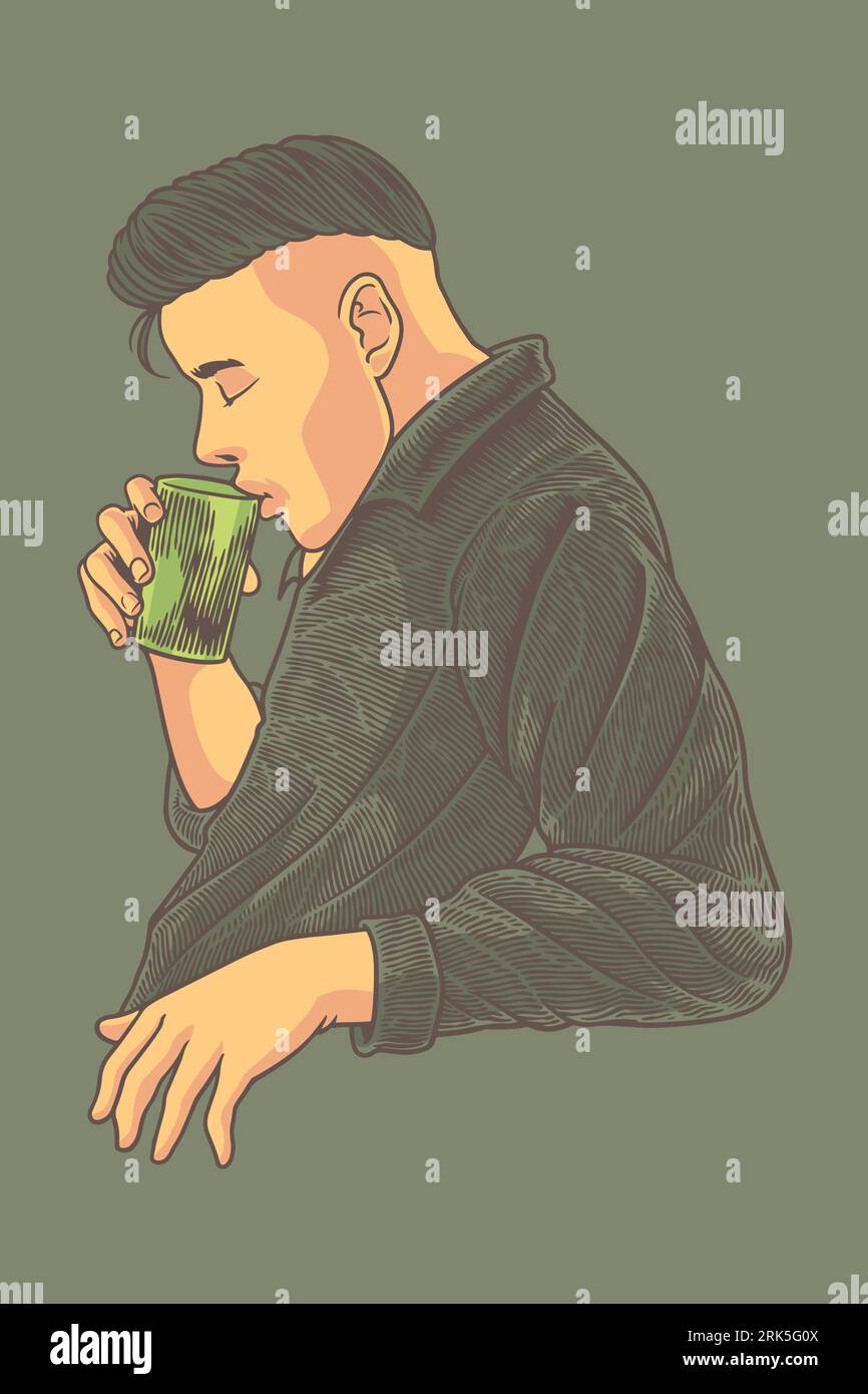 Reading while drinking coffee Stock Vector Images - Alamy