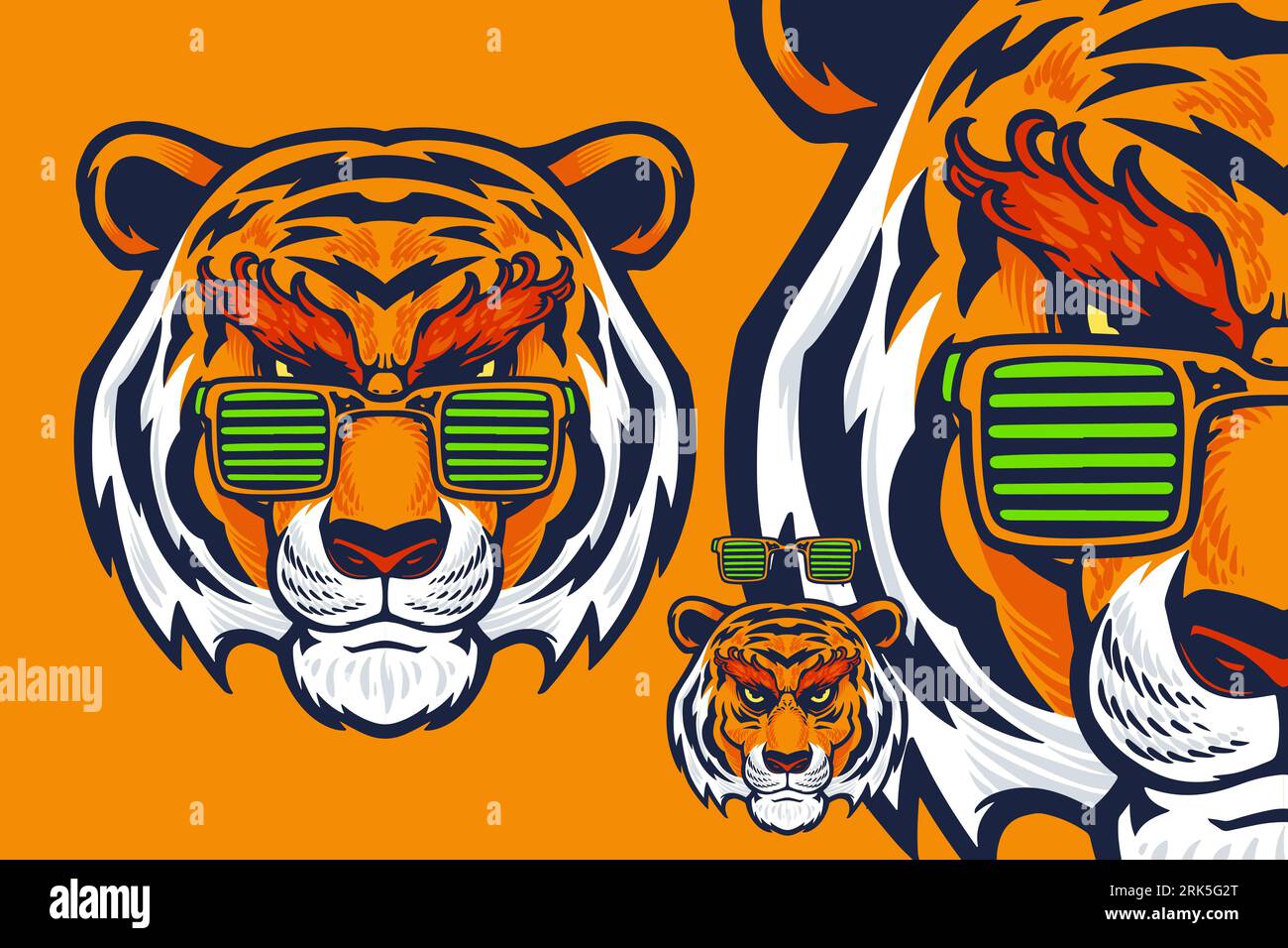 tiger head with glasses mascot vector illustration cartoon style Stock ...