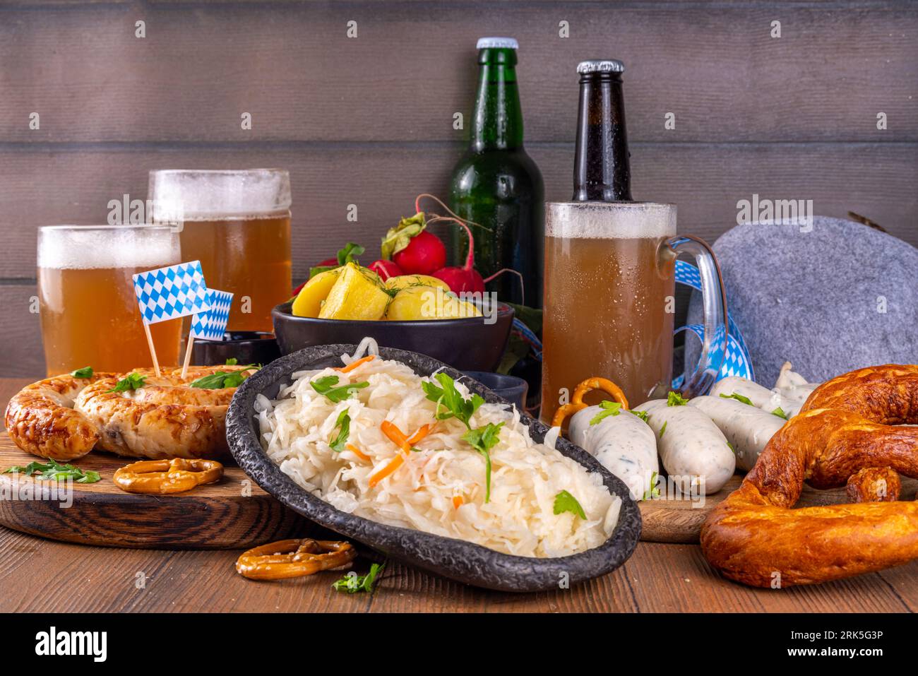 Oktoberfest munich traditional festival menu foods - bavarian sausages ...