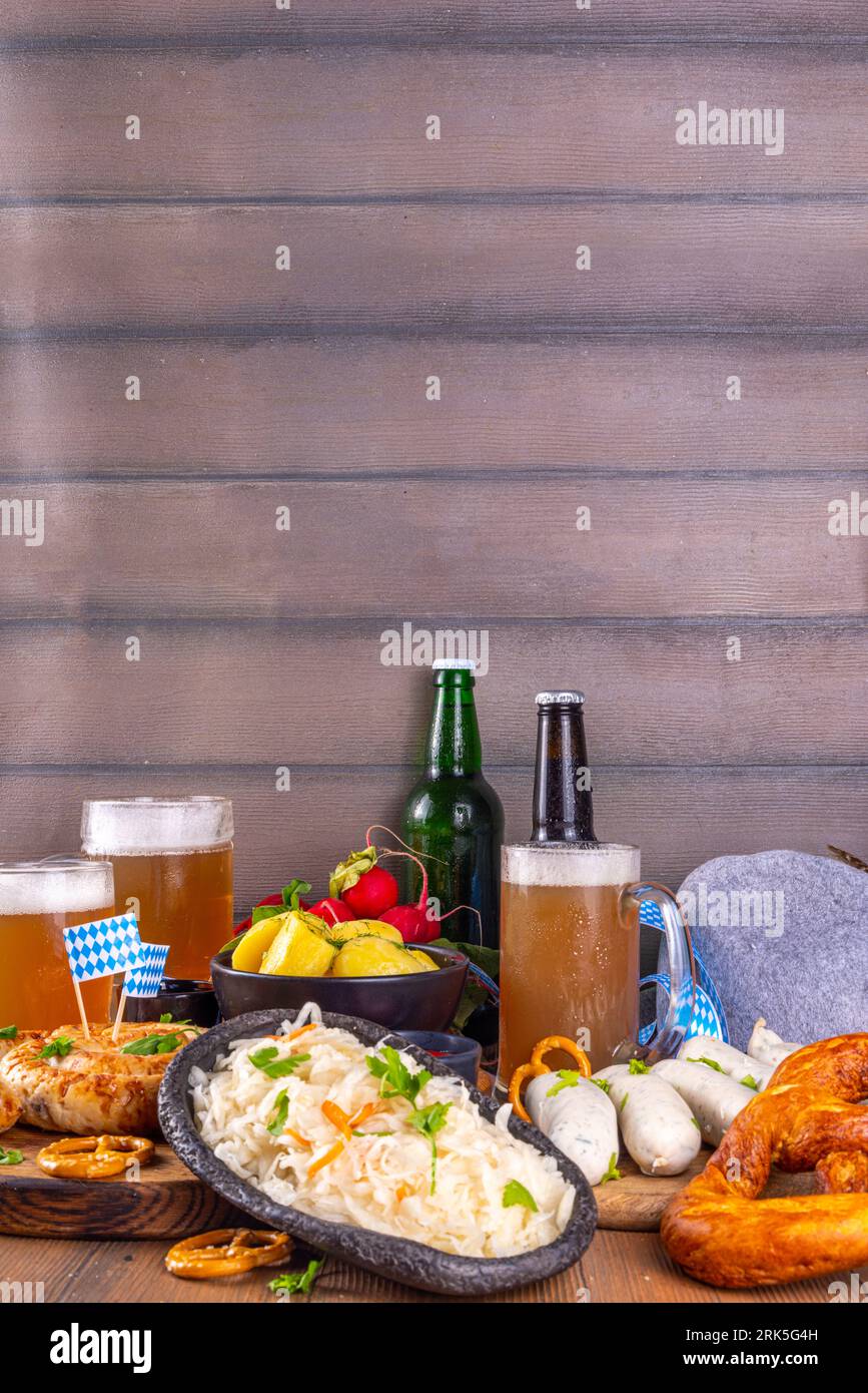 Oktoberfest munich traditional festival menu foods - bavarian sausages ...