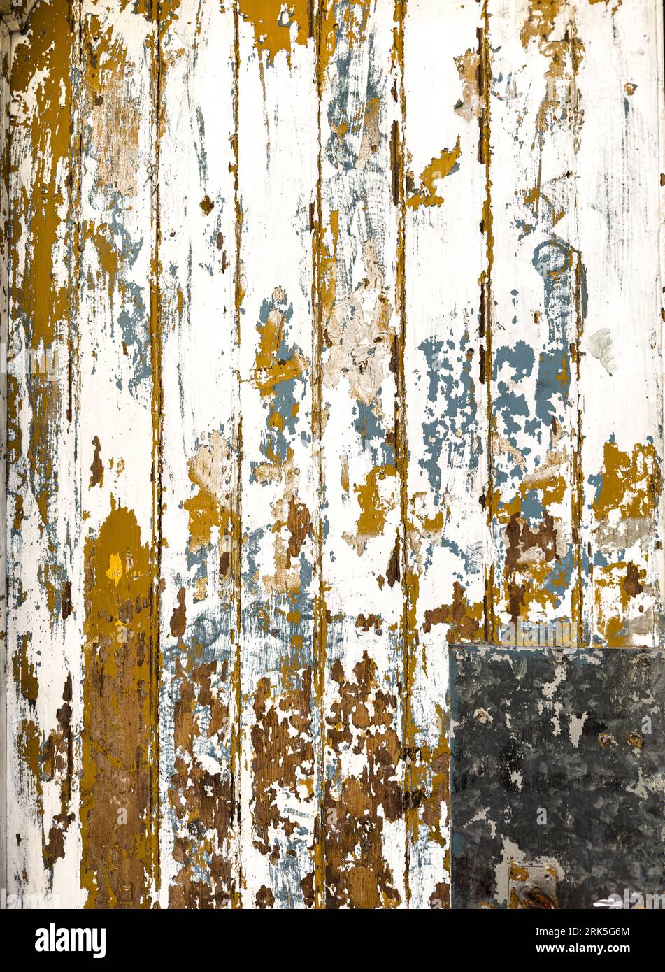 Distressed floor boards with chipped white paint. Can be used as ...