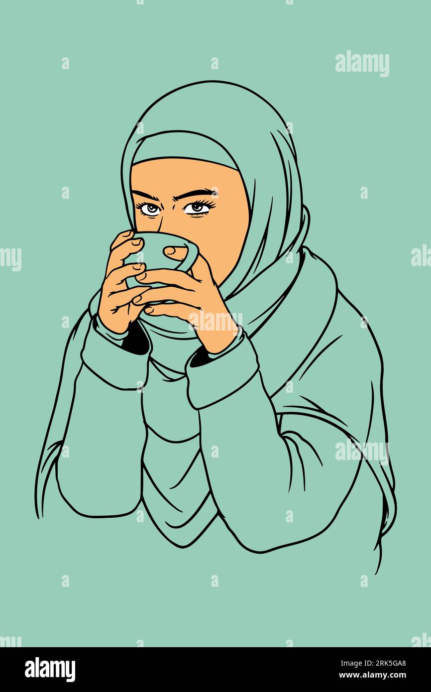 Woman Drinking Coffee Vector Illustration Stock Vector Image And Art Alamy