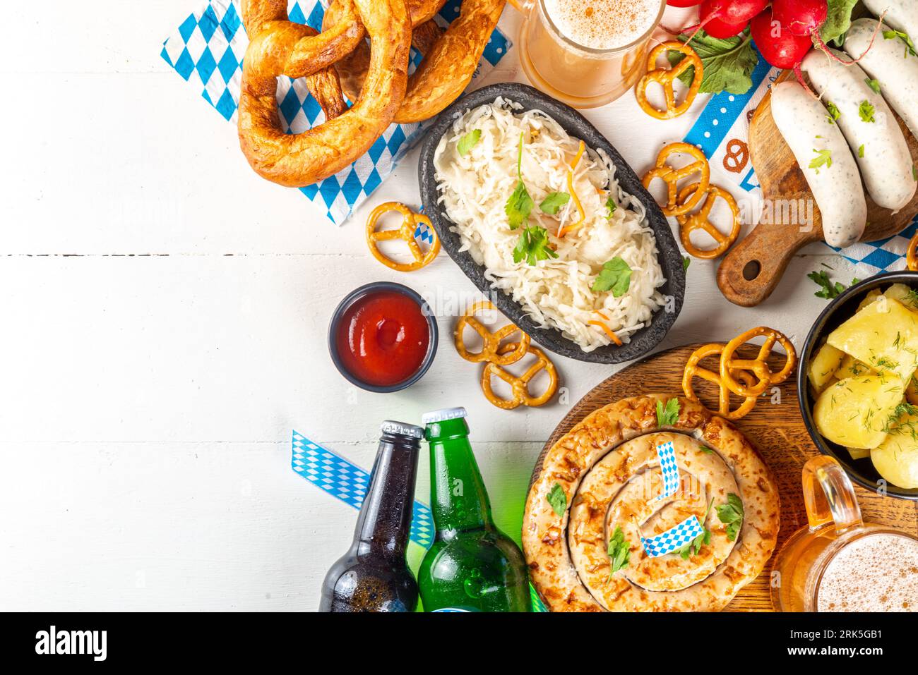 Oktoberfest munich traditional festival menu foods - bavarian sausages ...