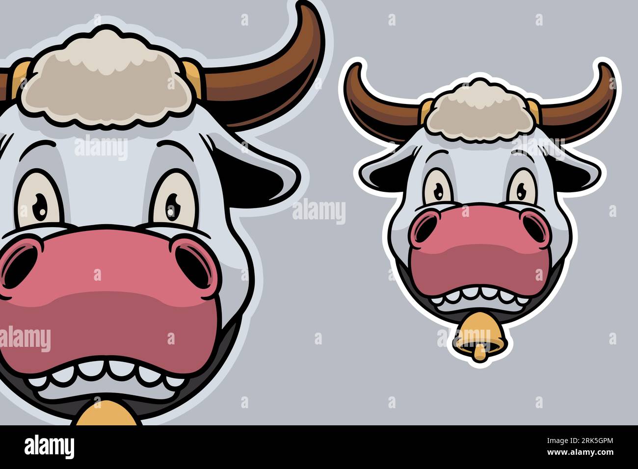 cow head mascot vector illustration cartoon style Stock Vector Image ...