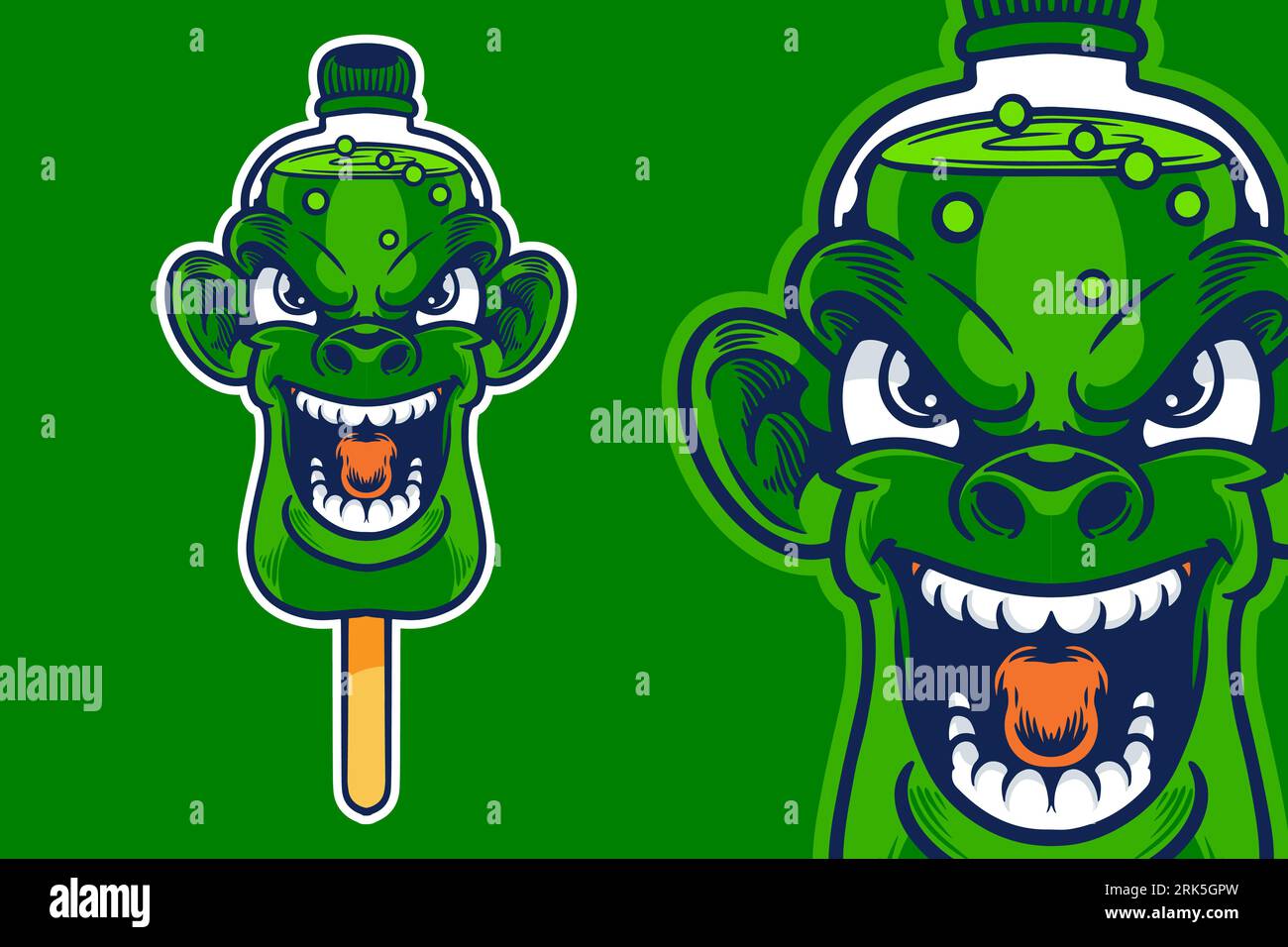green orc energy drink mascot vector illustration cartoon style Stock ...