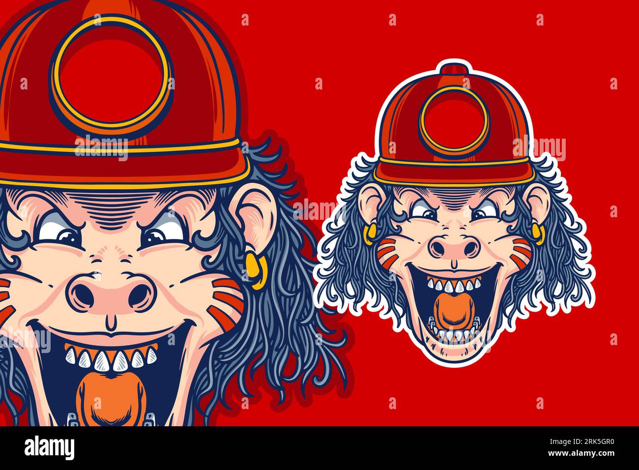 punk head mascot vector illustration cartoon style Stock Vector Image ...