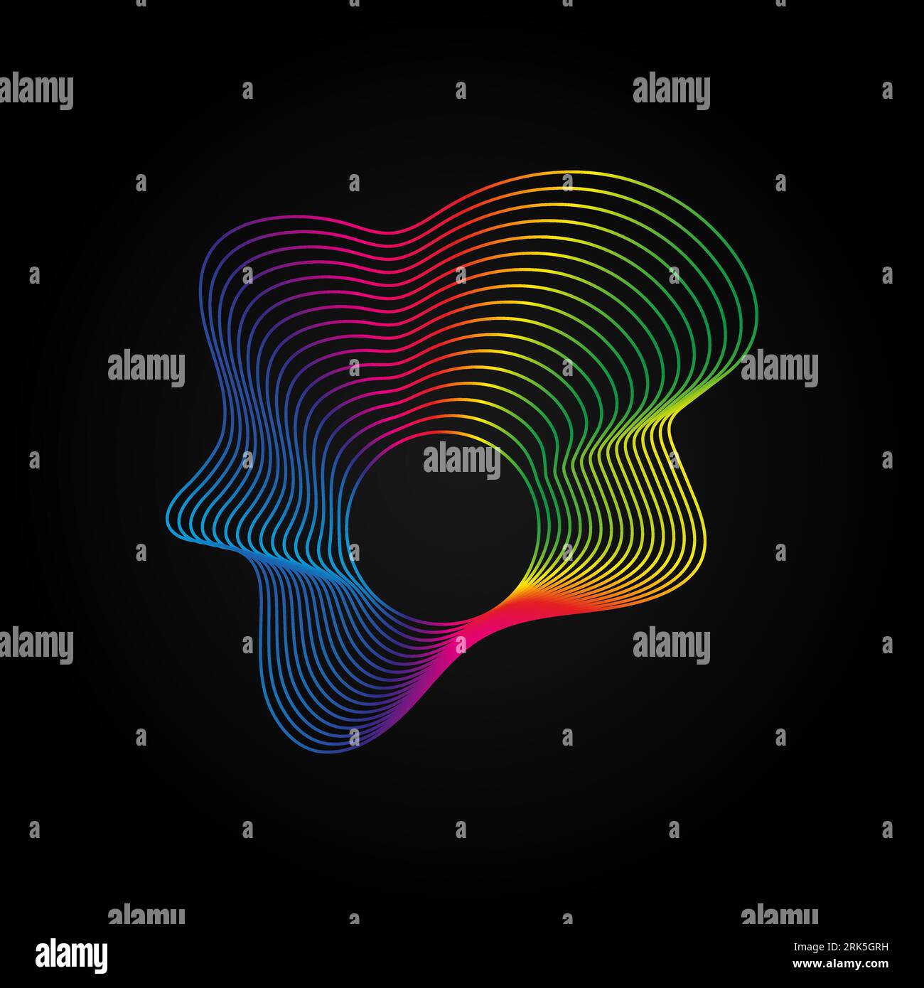 Voice music waves equalizer, Abstract wavy rainbow radio wave icon on ...