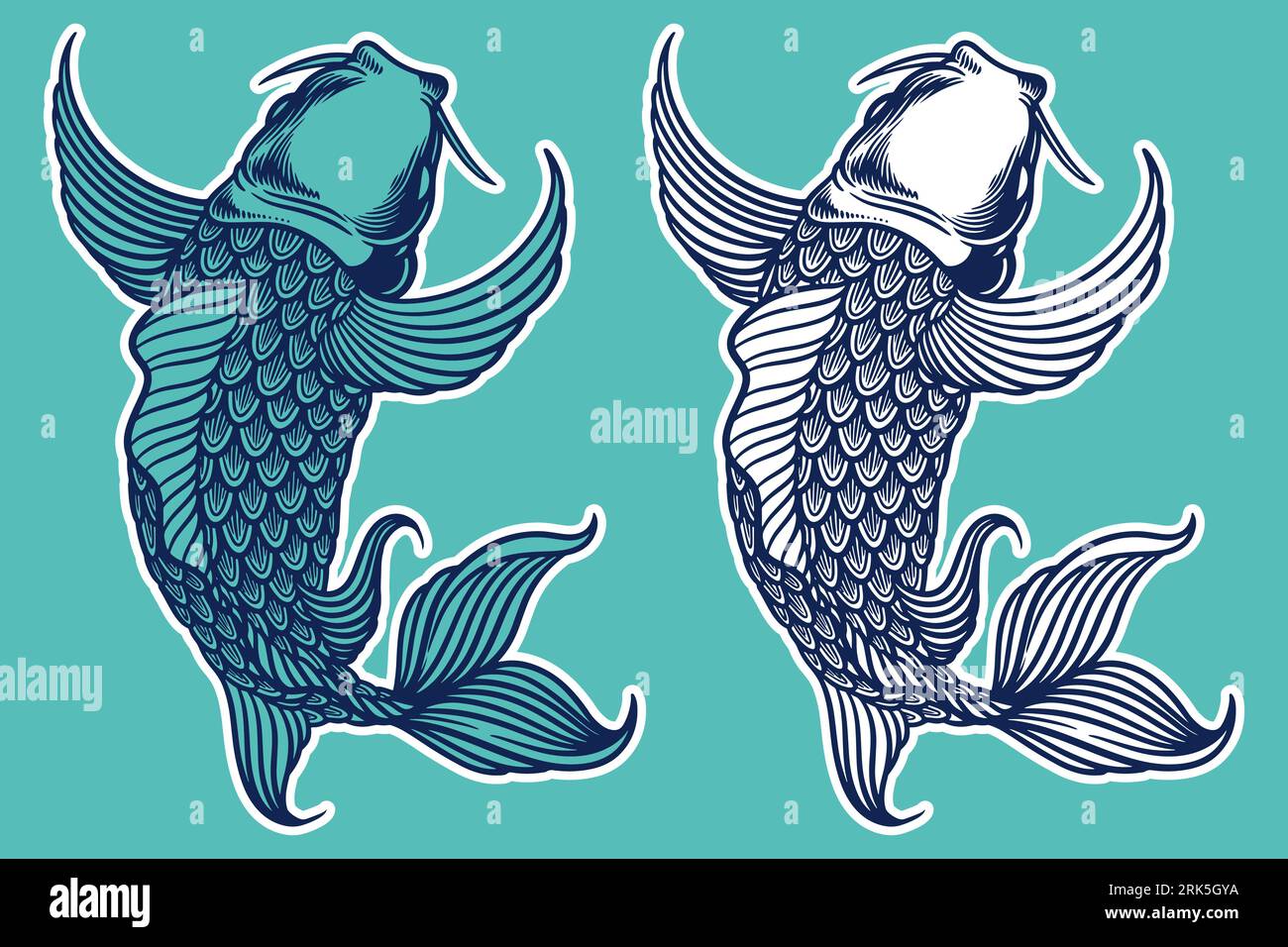 blue koi fish vector illustration cartoon style Stock Vector Image ...
