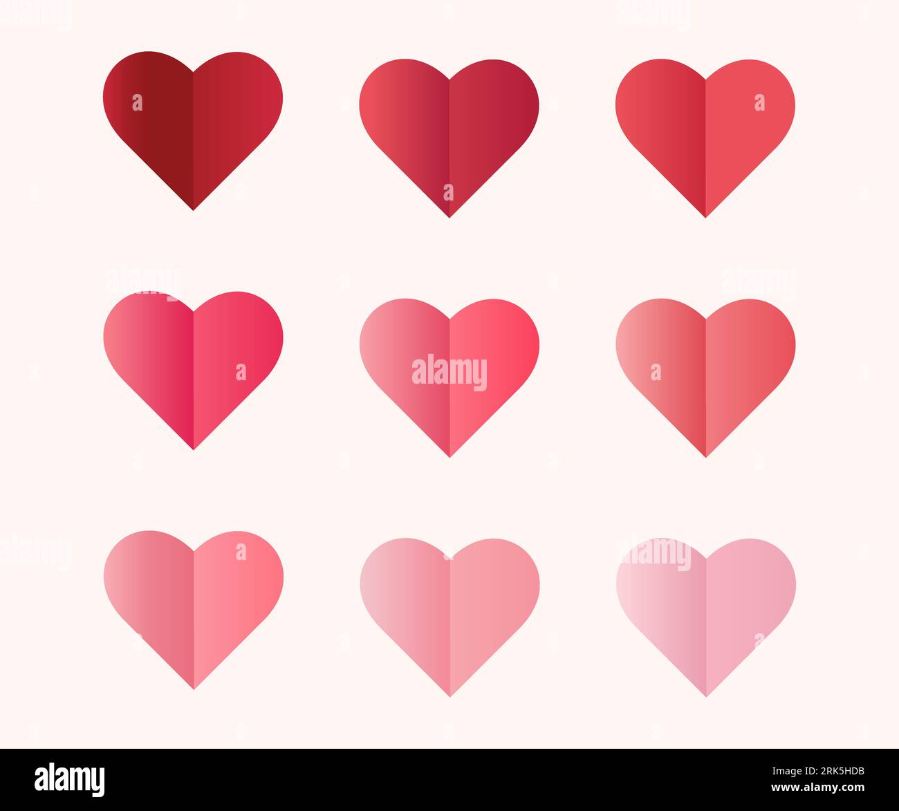 Set of paper hearts in different colors. Paper Valentines Day ...