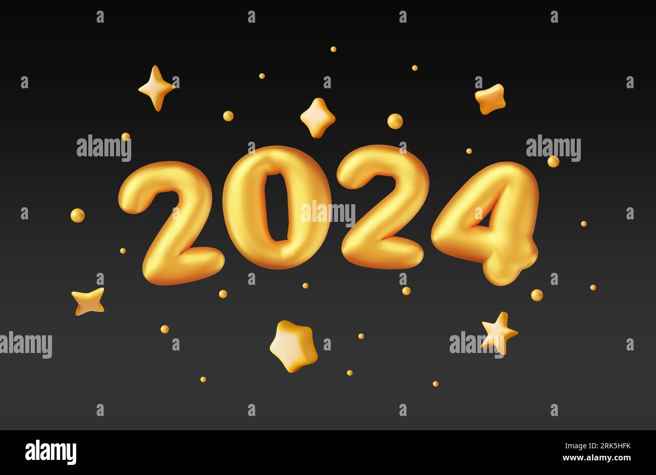 3d Gold Balloon 2024 New Year Symbol Stock Vector Image & Art - Alamy