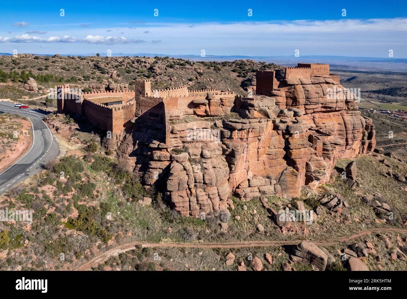 Aerial view of the castle of Peracense, Aragon, Spain Stock Photo - Alamy