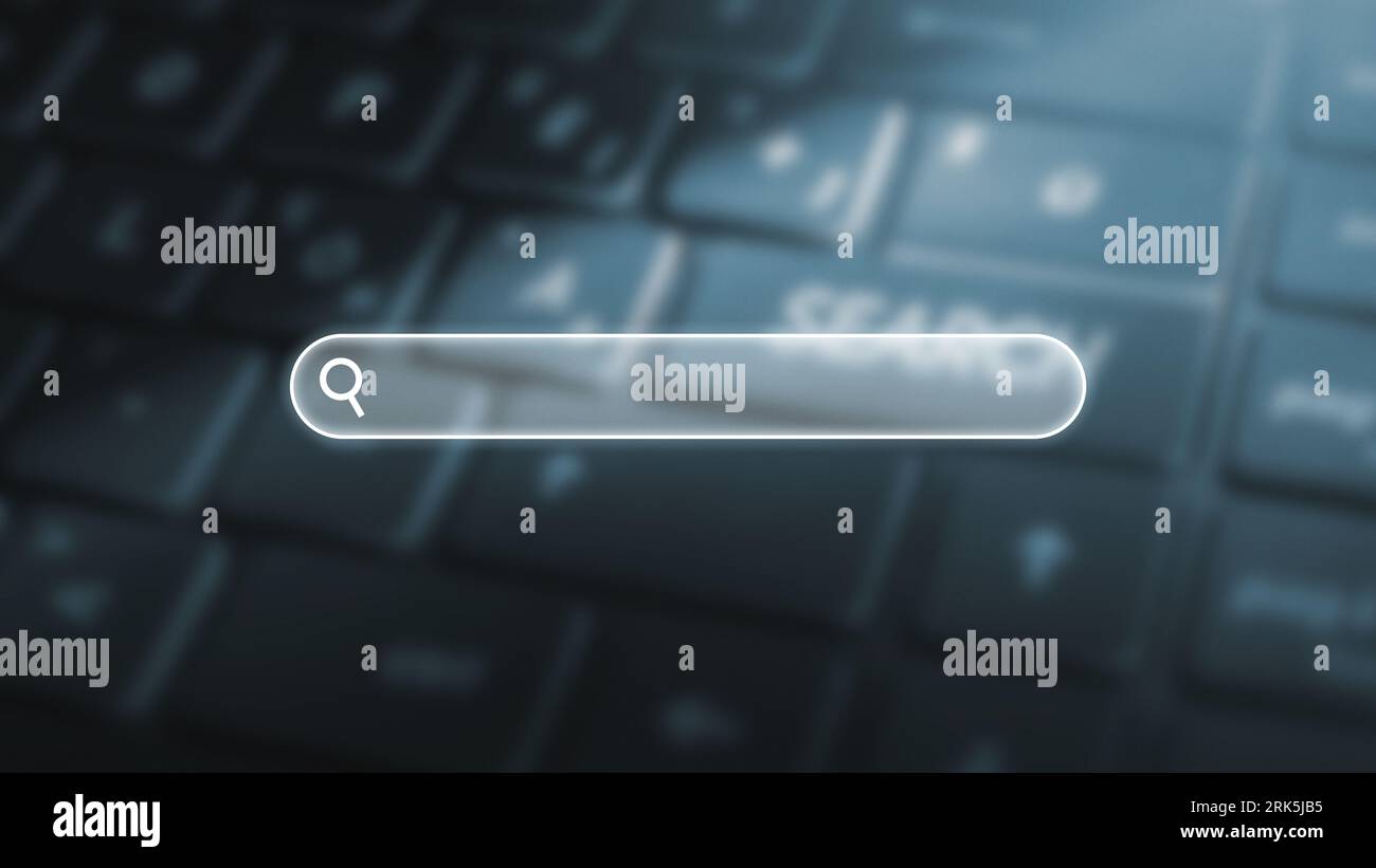 An interactive search bar displayed on a vibrant digital screen Stock ...