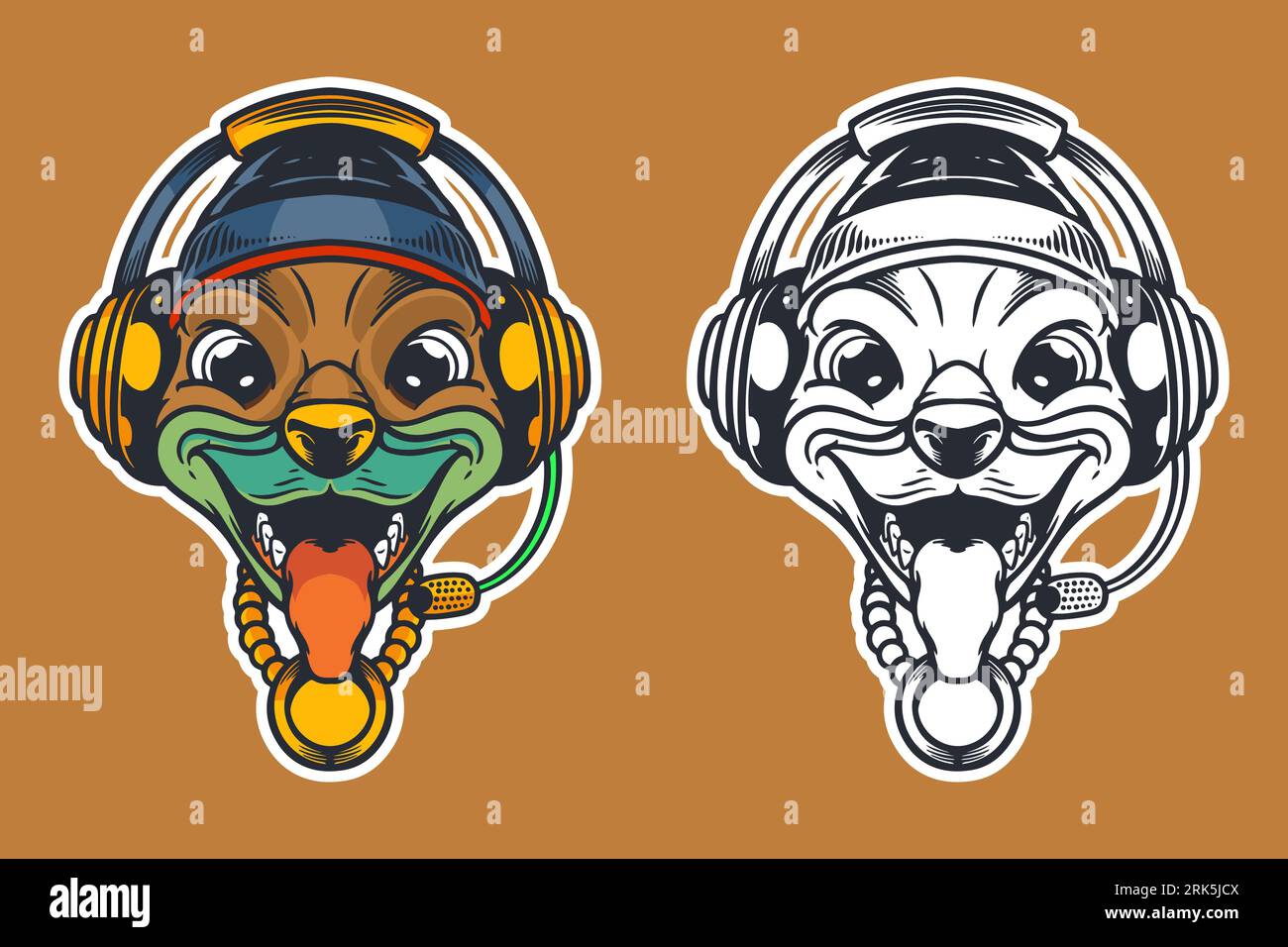 dog head mascot using headset vector illustration cartoon style Stock ...