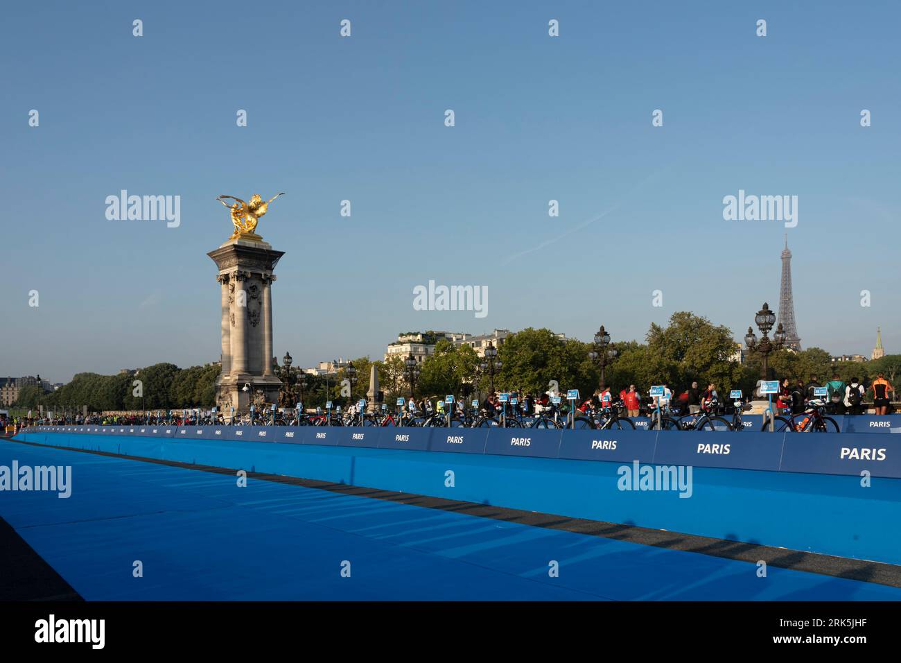 Paris, France - 08 17 2023: Paris 2024 triathlon test event. View of ...