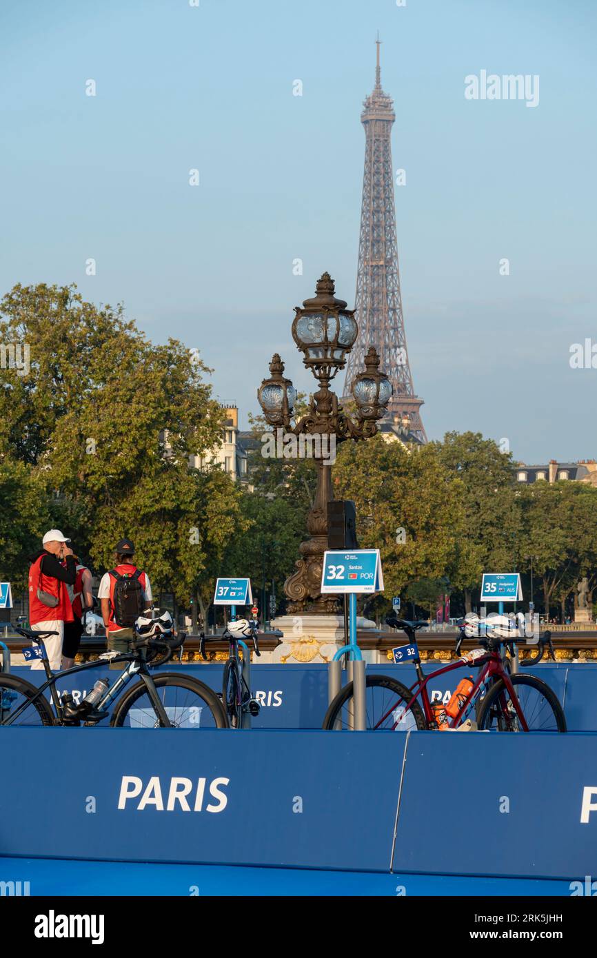 Paris, France - 08 17 2023: Paris 2024 triathlon test event. View of ...