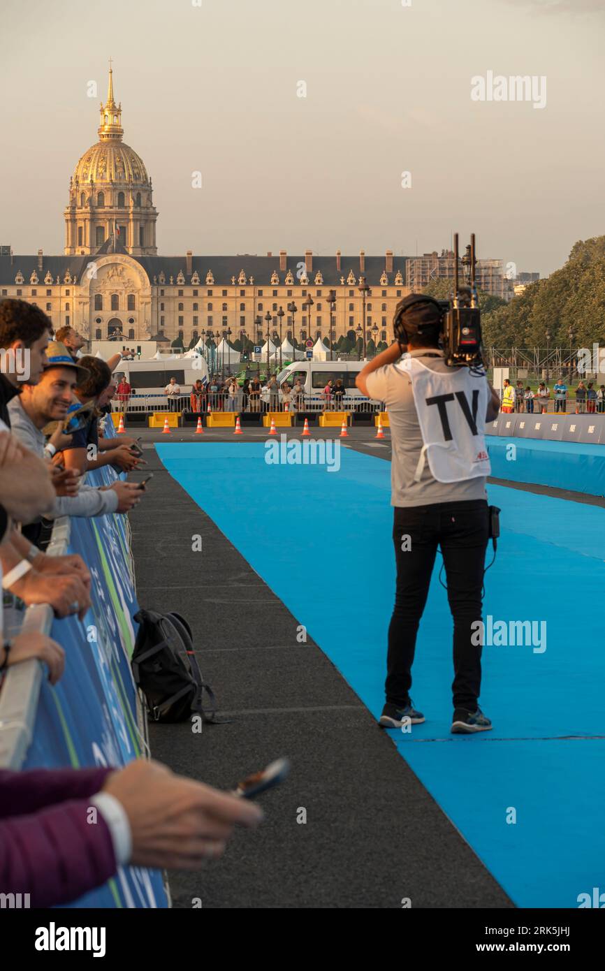 Paris, France - 08 17 2023: Paris 2024 triathlon test event. View of ...
