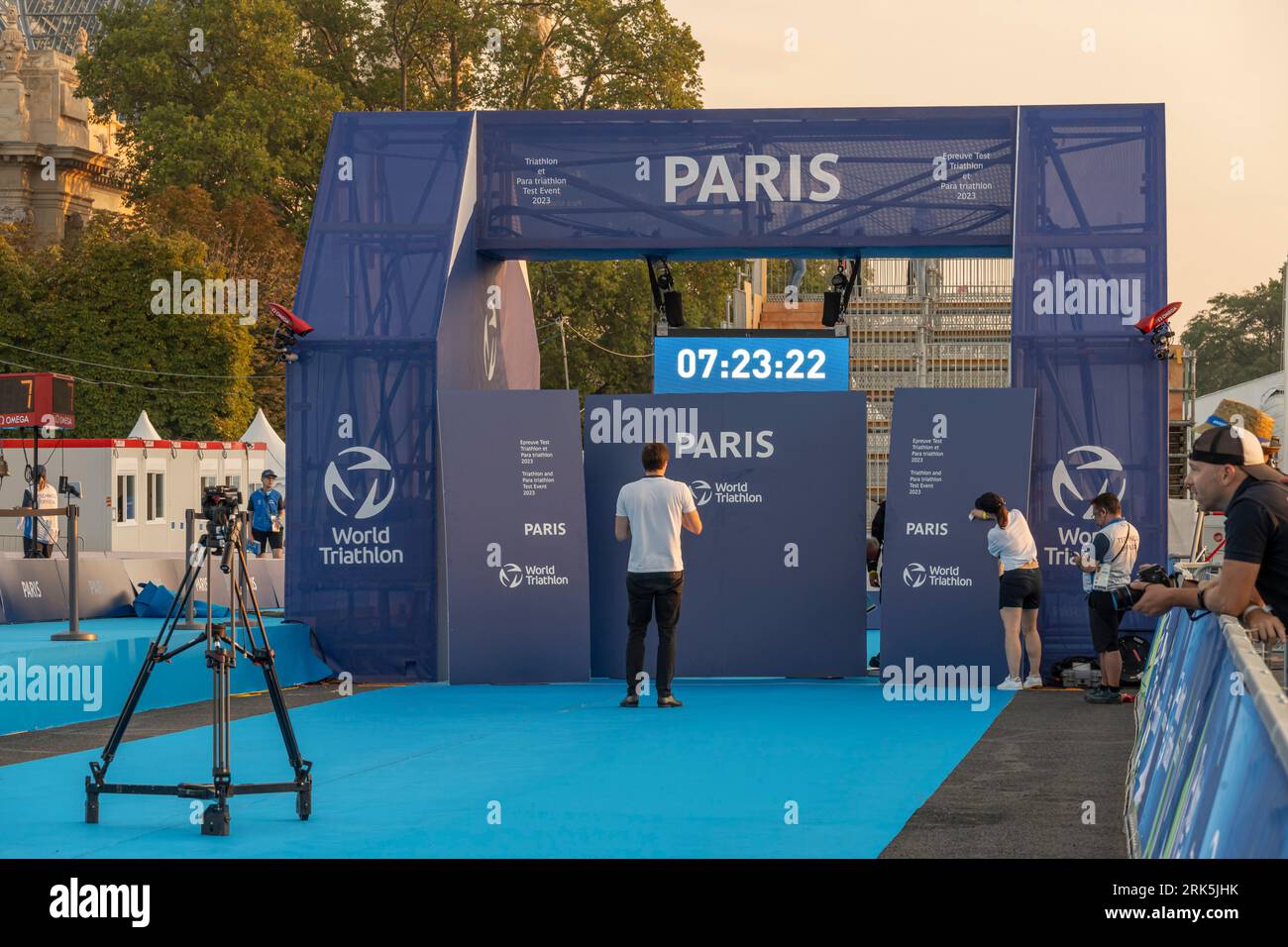 Paris, France - 08 17 2023: Paris 2024 triathlon test event. View of ...