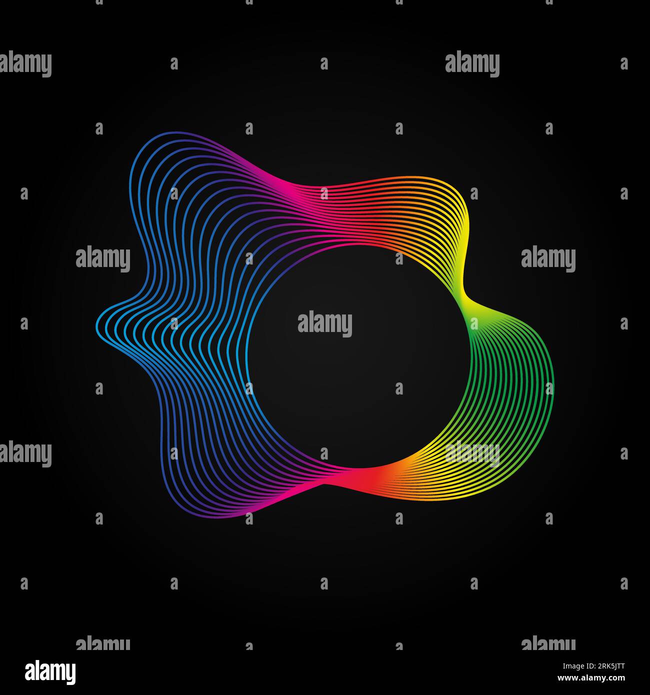 Voice music waves equalizer, Abstract wavy rainbow radio wave icon on ...