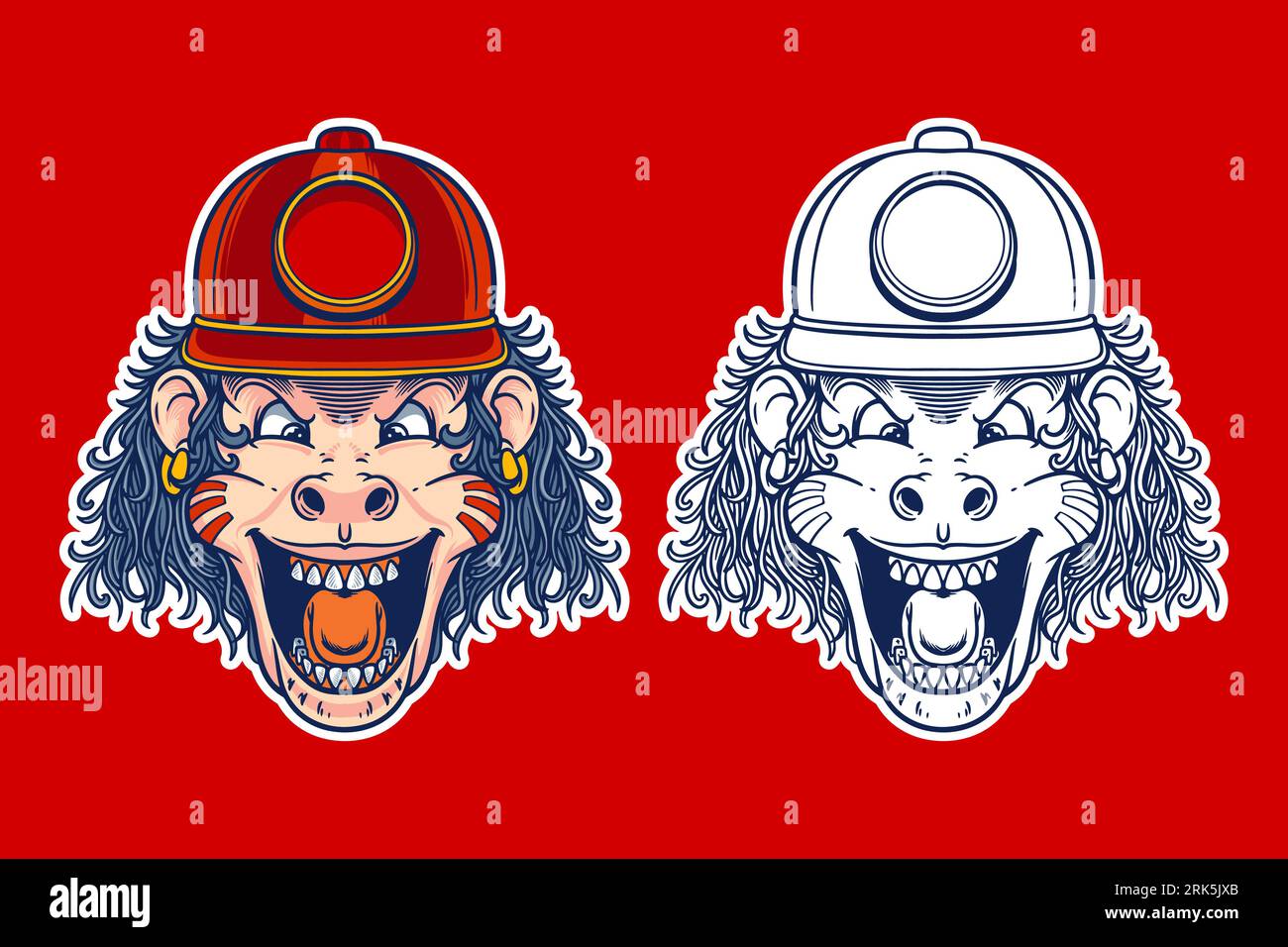 punk head mascot vector illustration cartoon style Stock Vector Image ...