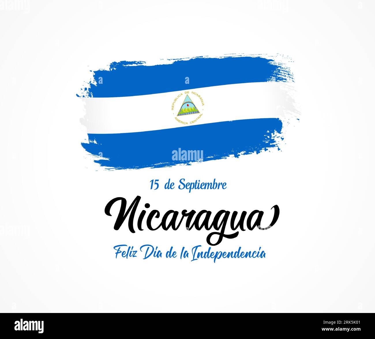 Nicaragua Feliz Dia de la Independencia lettering and grunge flag ...