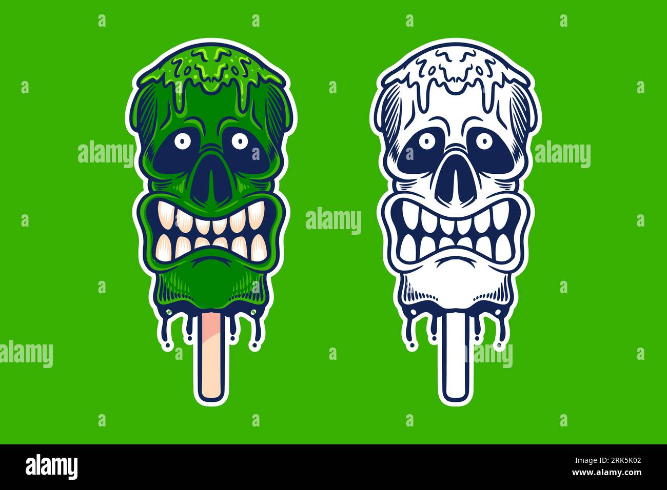 angry green skull ice cream mascot vector illustration cartoon style ...