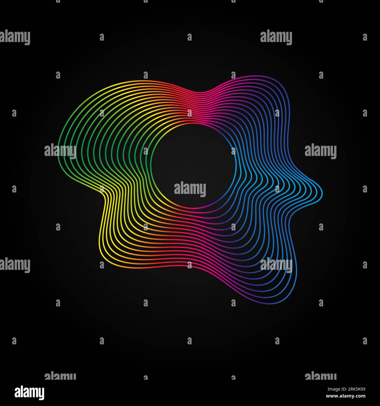 Voice music waves equalizer, Abstract wavy rainbow radio wave icon on ...